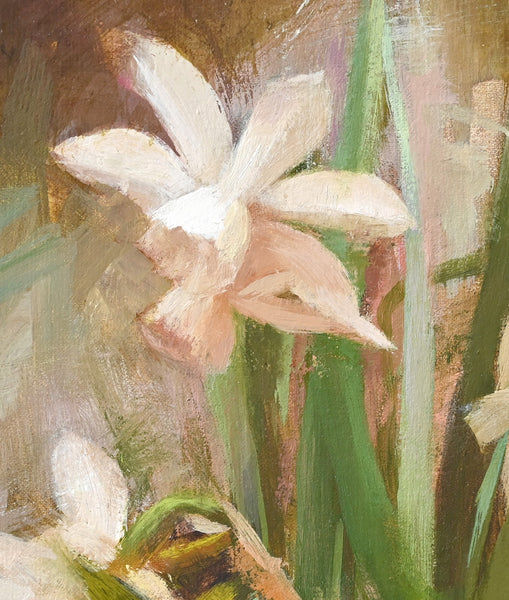 White Daffodil Oil Painting Original Fine Art by artist Maria Waye
