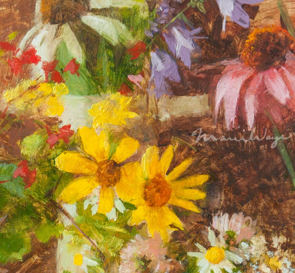 Small Coneflower Happy Original Fine Art Oil Painting - Maria Waye