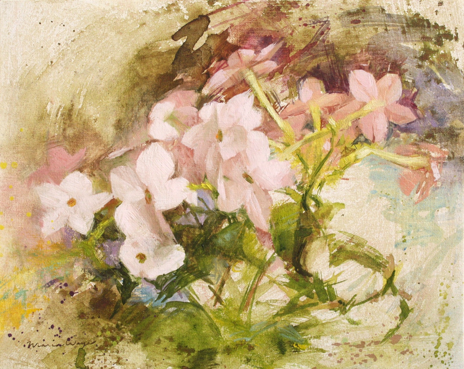 "Be Free to Shine Like Stars" Nicotiana Flowers Original Oil Painting ...